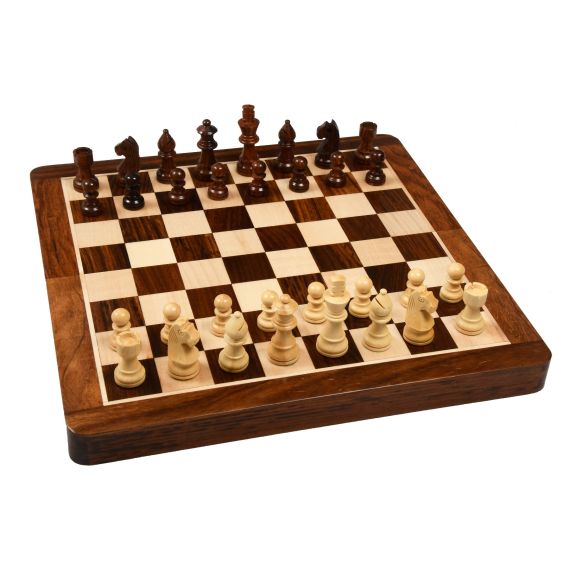 Travel Series Folding Magnetic lacquer Chess Set in Sheesham & Maple - 12"