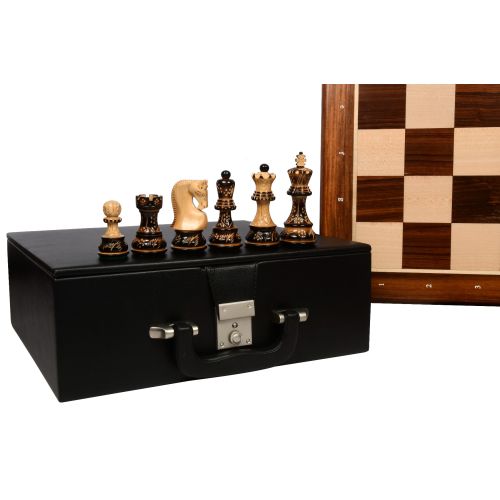 Chess Set Display Case with Fixed Slots for 4" King Size